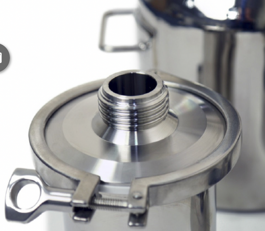 Rustfri stål beholder med gevind i låg (han gevind) – Pharma Components