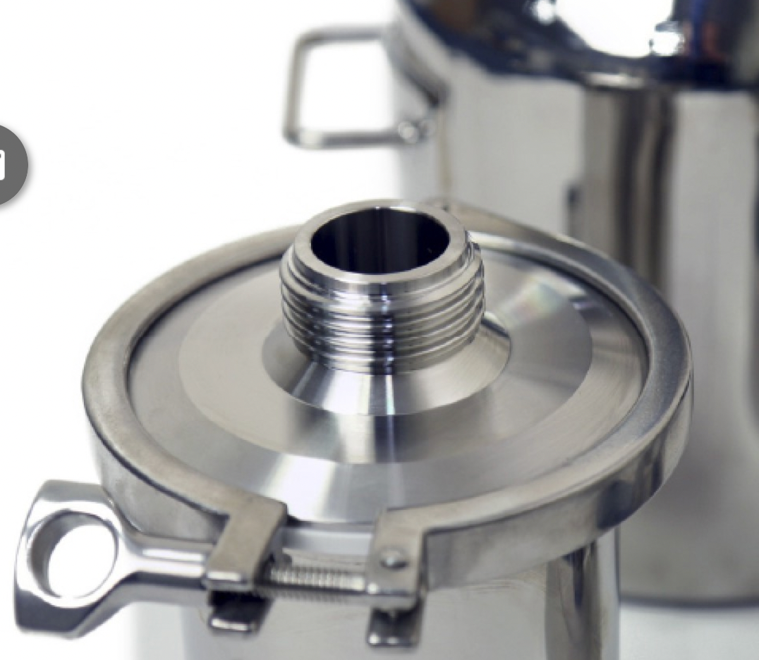 Rustfri stål beholder med gevind i låg (han gevind) – Pharma Components