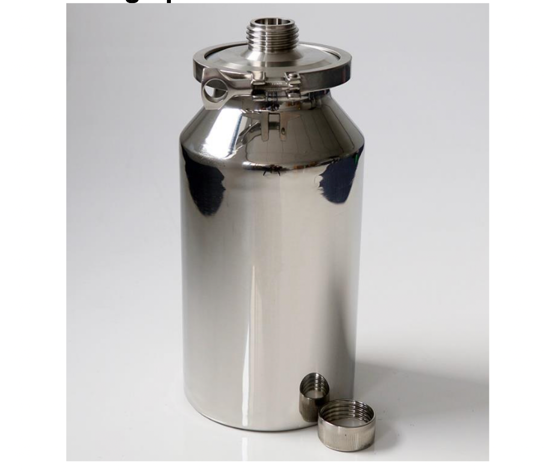 Rustfri stål beholder med gevind i låg (han gevind) – Pharma Components