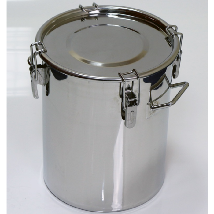 Rustfri stål beholder med låg, clamp og pakning – Pharma Components